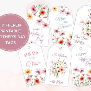 Printable Mother’s Day Gift Tags | Set of 6 Spring Floral Labels ...