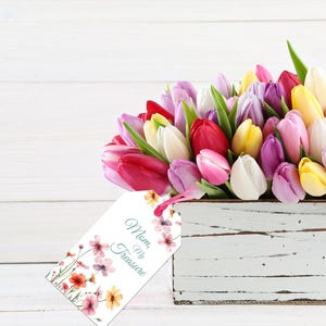 Printable Mother’s Day Gift Tags, Set of 6 Spring Floral Labels, Happy ...
