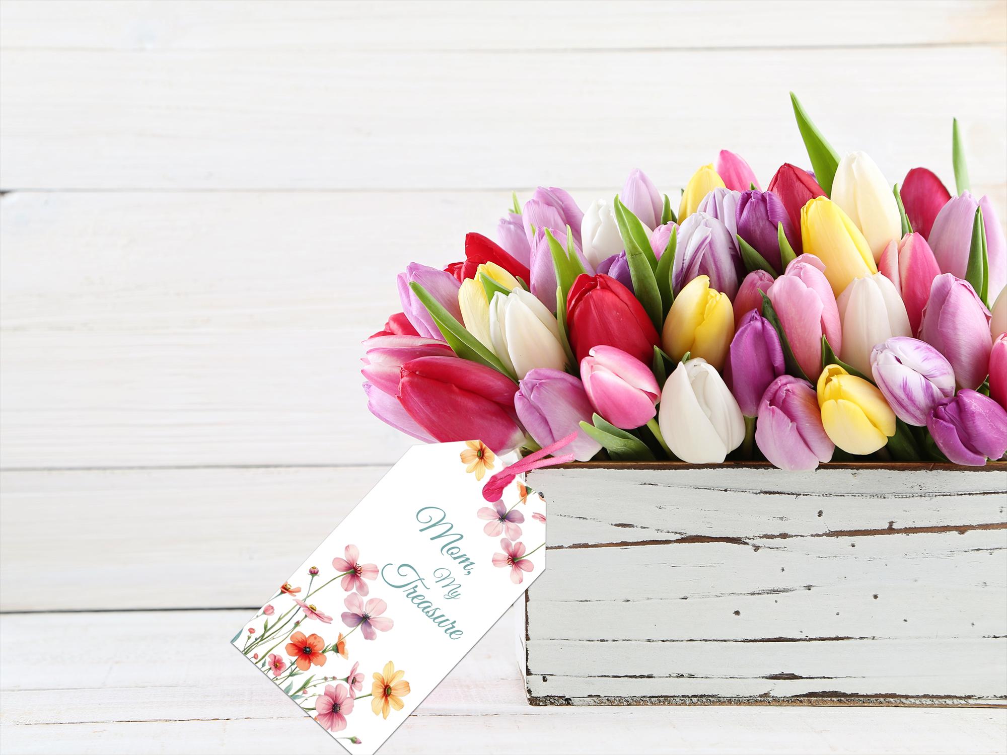 Printable Mother’s Day Gift Tags, Set of 6 Spring Floral Labels, Happy ...