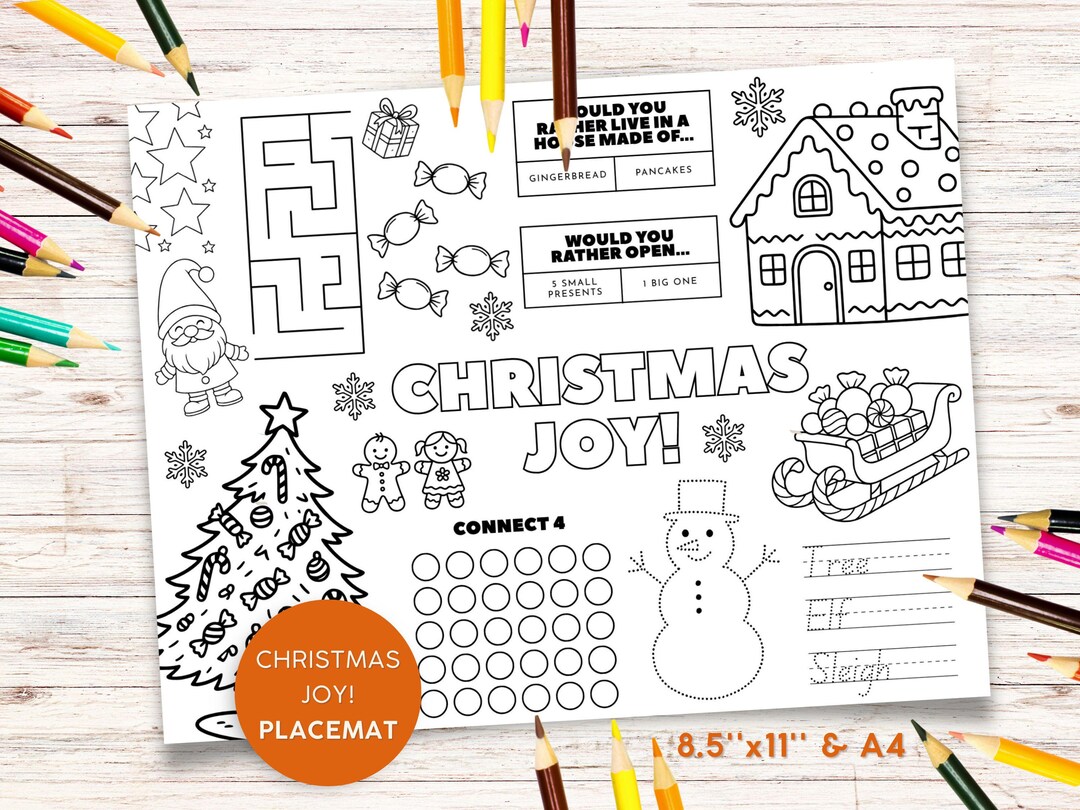 Printable Christmas Placemat for Kids, Fun Holiday Activity Sheet ...