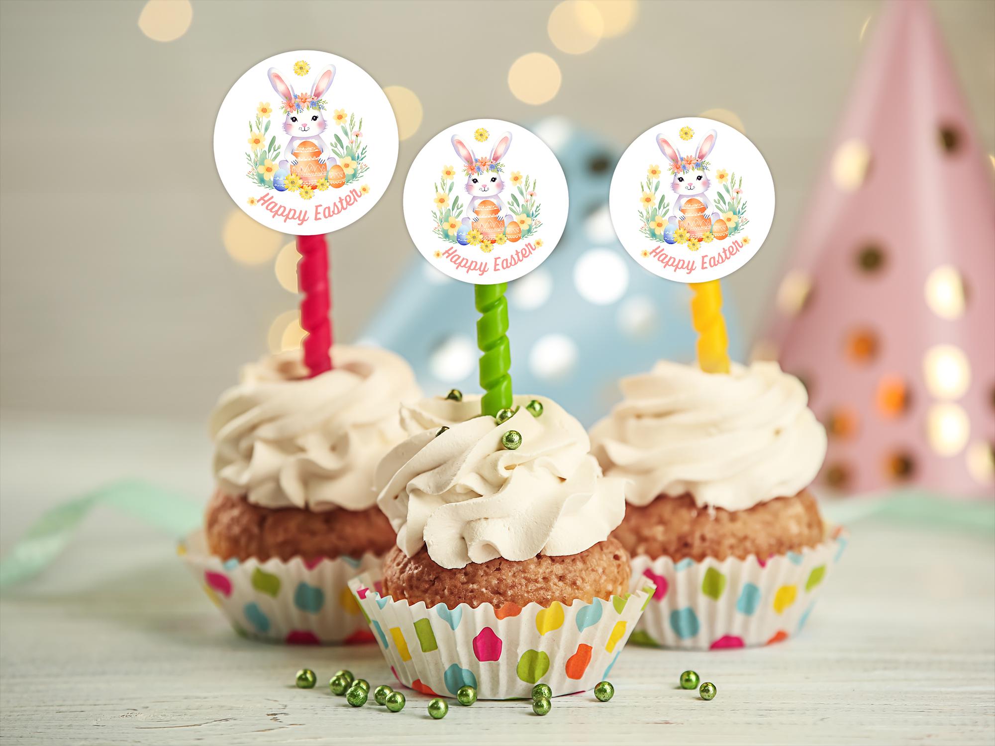 Happy Easter Cupcake Toppers, Two Sizes of Printable Tags, Large Cake ...