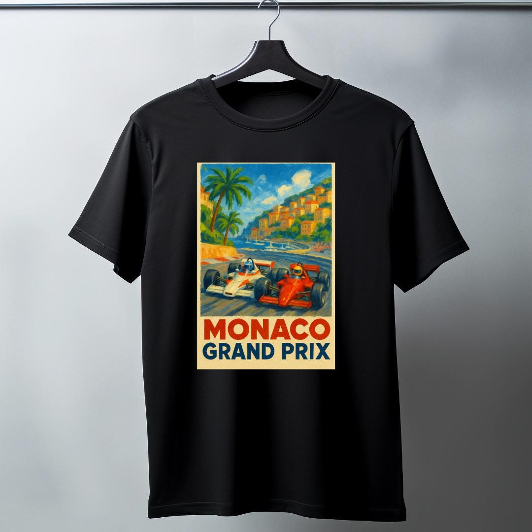 Vintage Monaco F1 Grand Prix T-shirt – Retro Racing Illustration Tee ...
