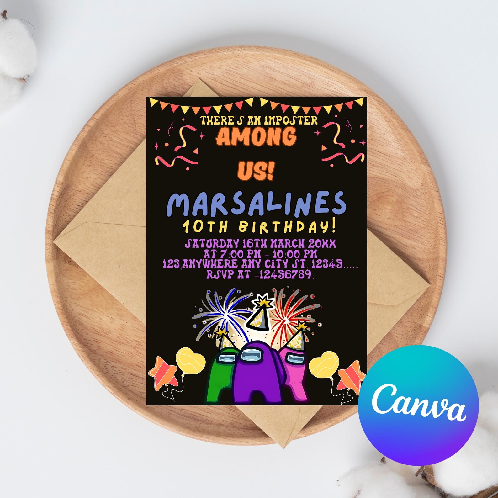 Among Us Invitation Template, Among Us Evite, Among Us Birthday, Gamer ...