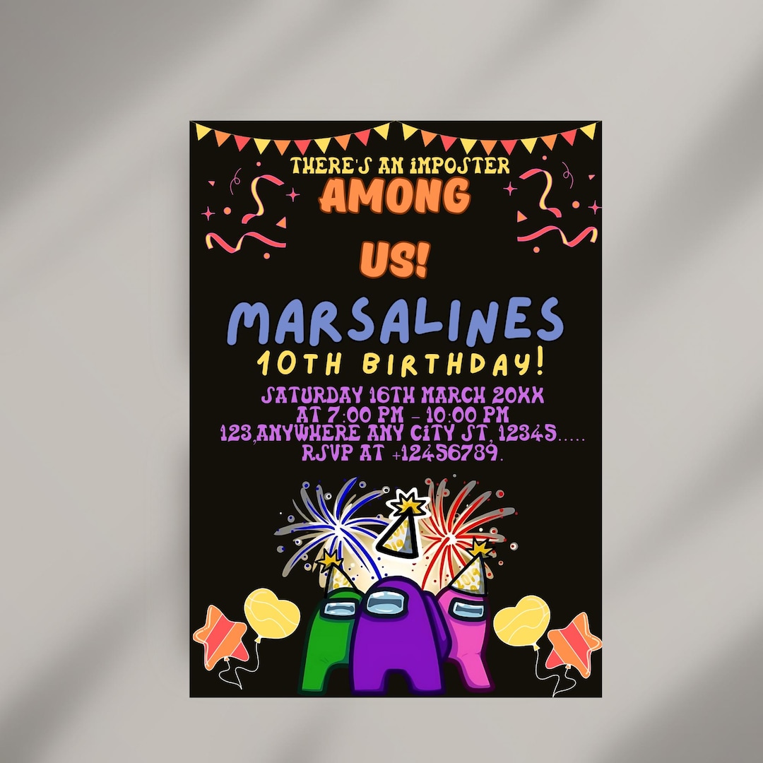 Among Us Invitation Template, Among Us Evite, Among Us Birthday, Gamer ...