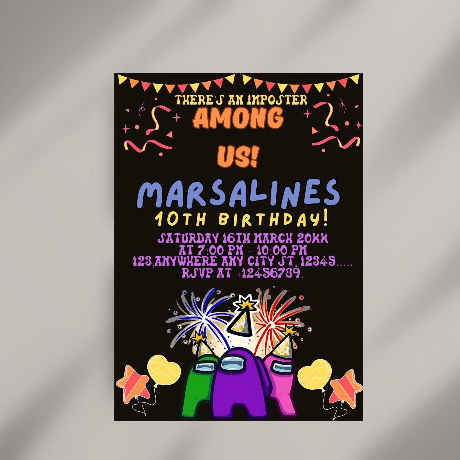 Among Us Invitation Template, Among Us Evite, Among Us Birthday, Gamer ...