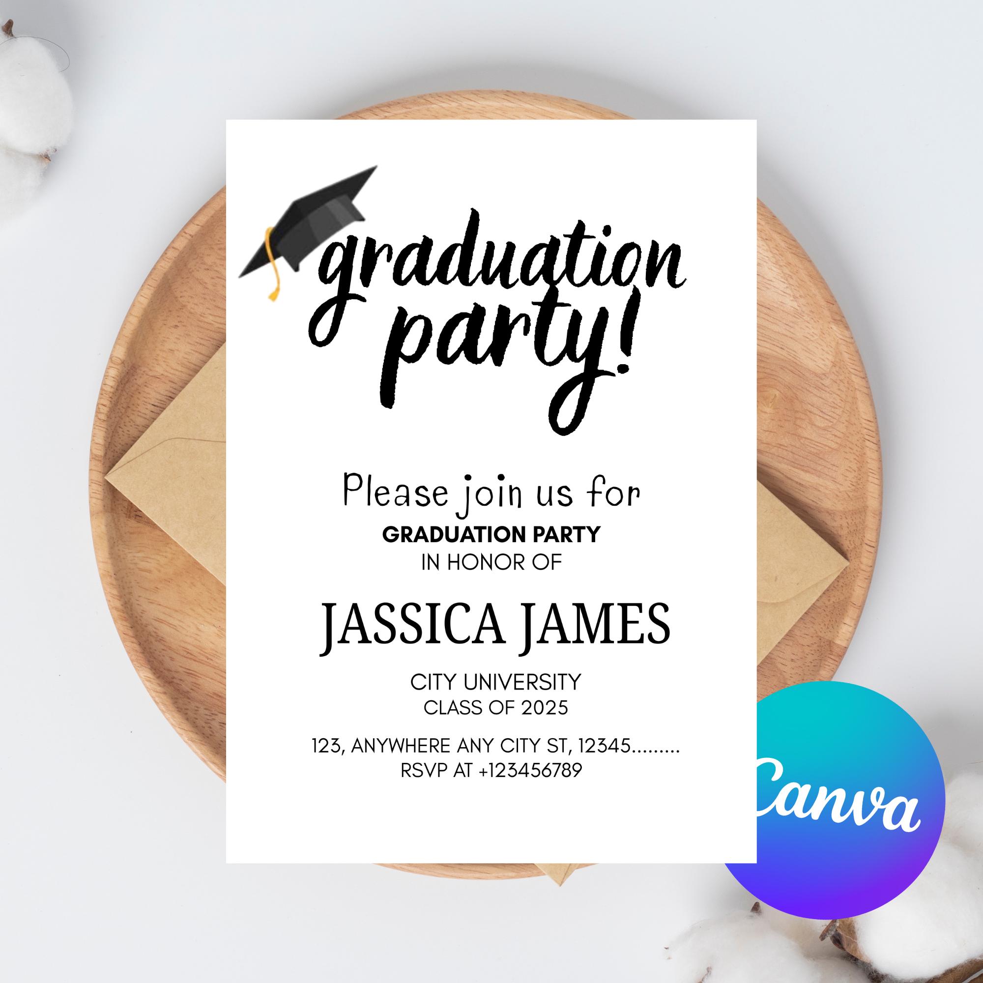 Graduation Invitation 2025 Template Modern Arch Graduation Party Invite ...