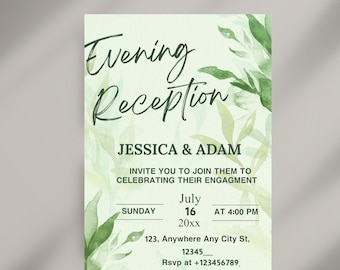 Editable Evening Wedding Reception Party Invitation, Wedding Elopement ...