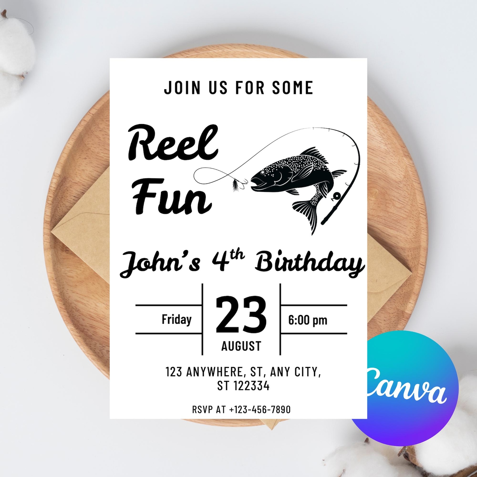 Fishing Birthday Invitation Template, Fishing Birthday Invite, Fish ...