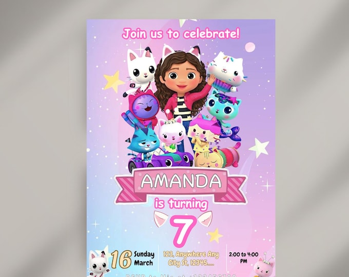 Digital Download - Personalised Gabby’s Dollhouse Themed Birthday ...