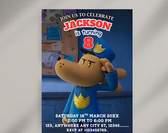 Editable Dog Man Birthday Invitation, Dog Man Invitation, Editable Kids ...