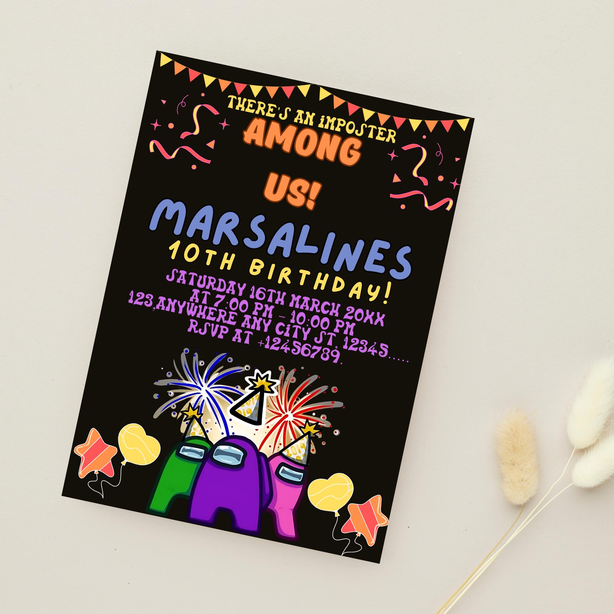 Among Us Invitation Template, Among Us Evite, Among Us Birthday, Gamer ...