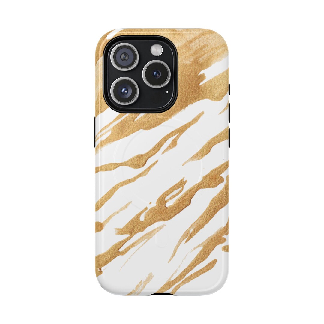 Gold Tiger Stripe Magnetic Phone Case, Stylish Phone Cover, Trendy Gift ...