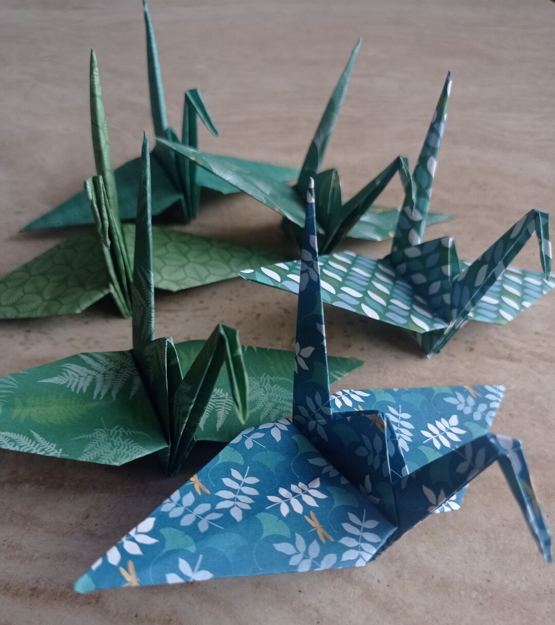 Six Handmade Origami Paper Cranes - Etsy