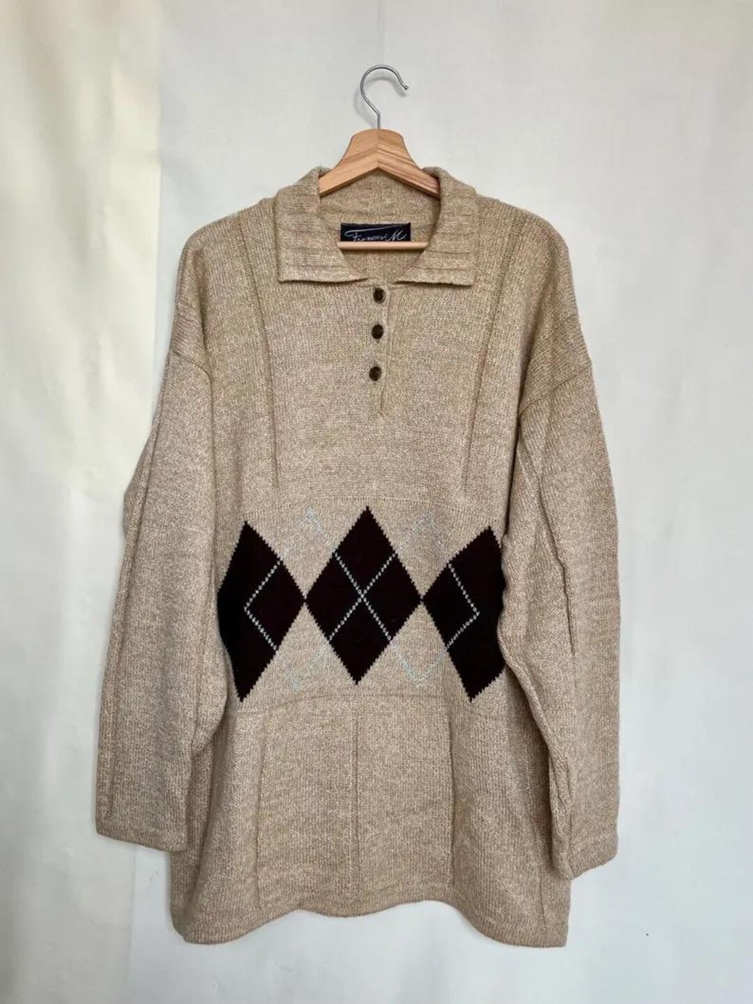 Vintage Argyle Pattern Knit Sweater - Etsy