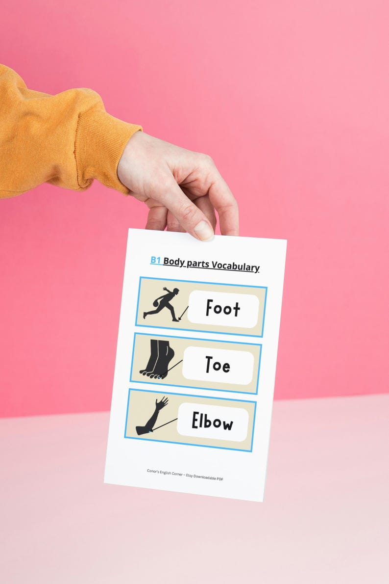 Body Parts Flashcards & Worksheet | Printable ESL Vocabulary Pack for ...