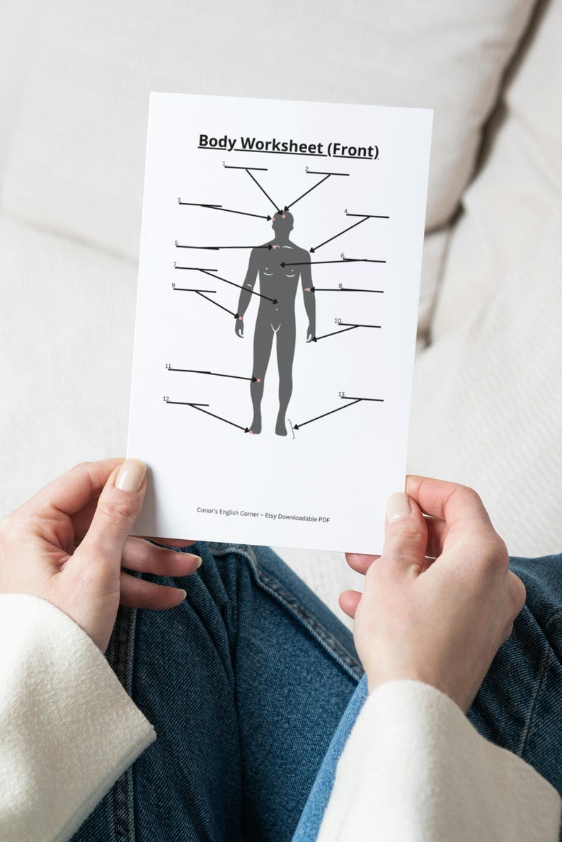 Body Parts Flashcards & Worksheet | Printable ESL Vocabulary Pack for ...