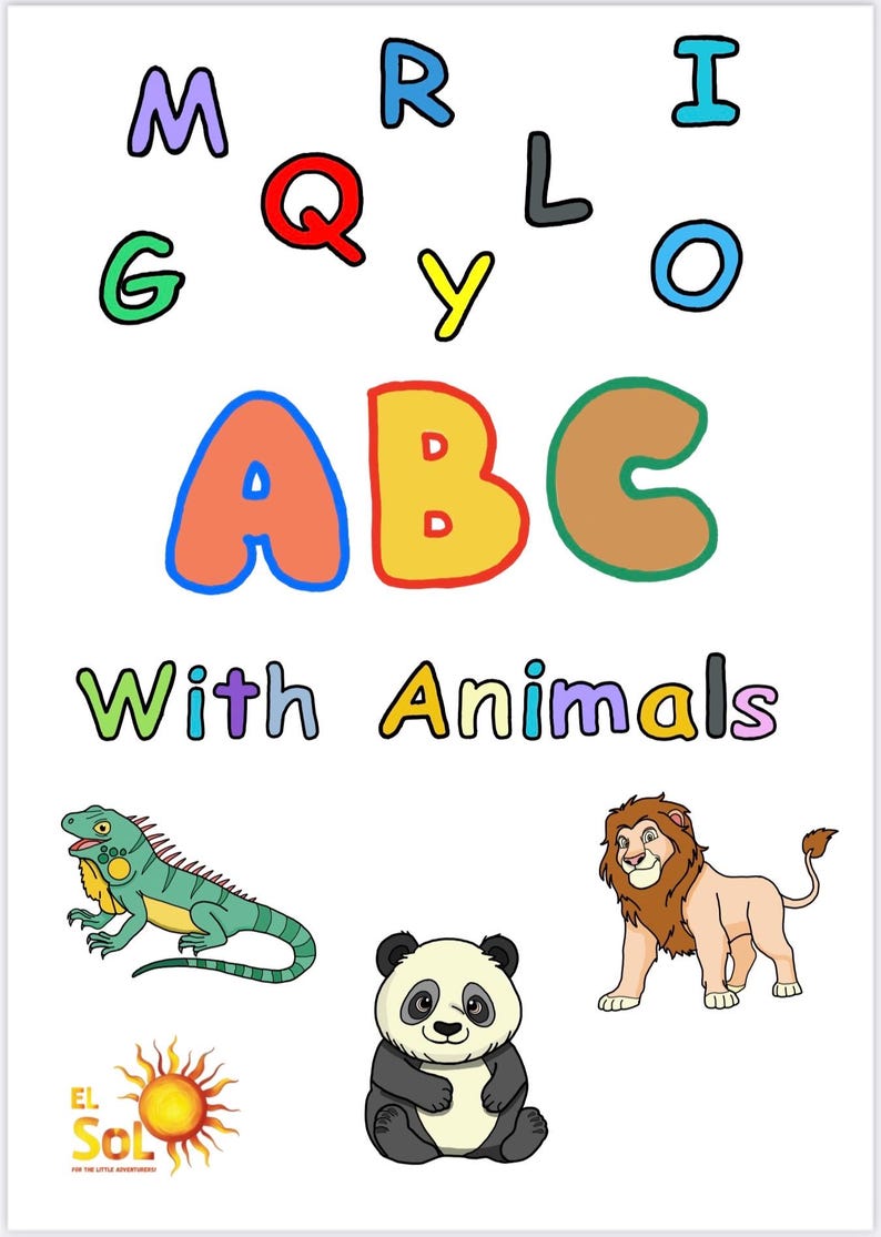 ABC From A to Z With 26 Cute Colored Animals & Names + 3 Abc Tables ...