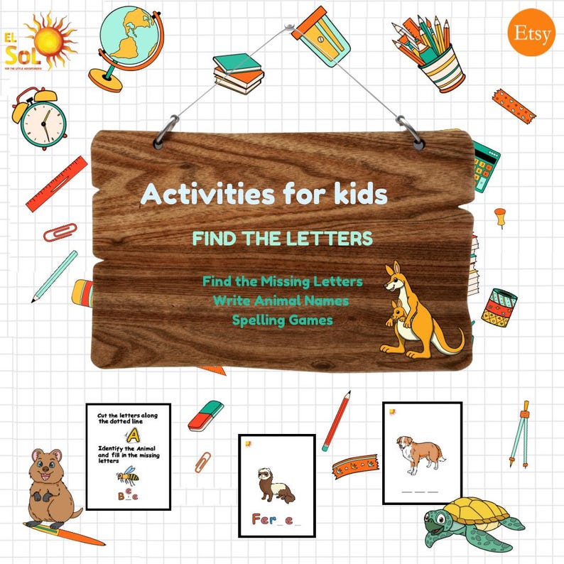 Activities for Kids, Find the Missing Letters, Write Animal Names ...