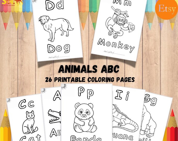 ABC From A to Z Poster With 26 Cute Colored Animals & Names ...