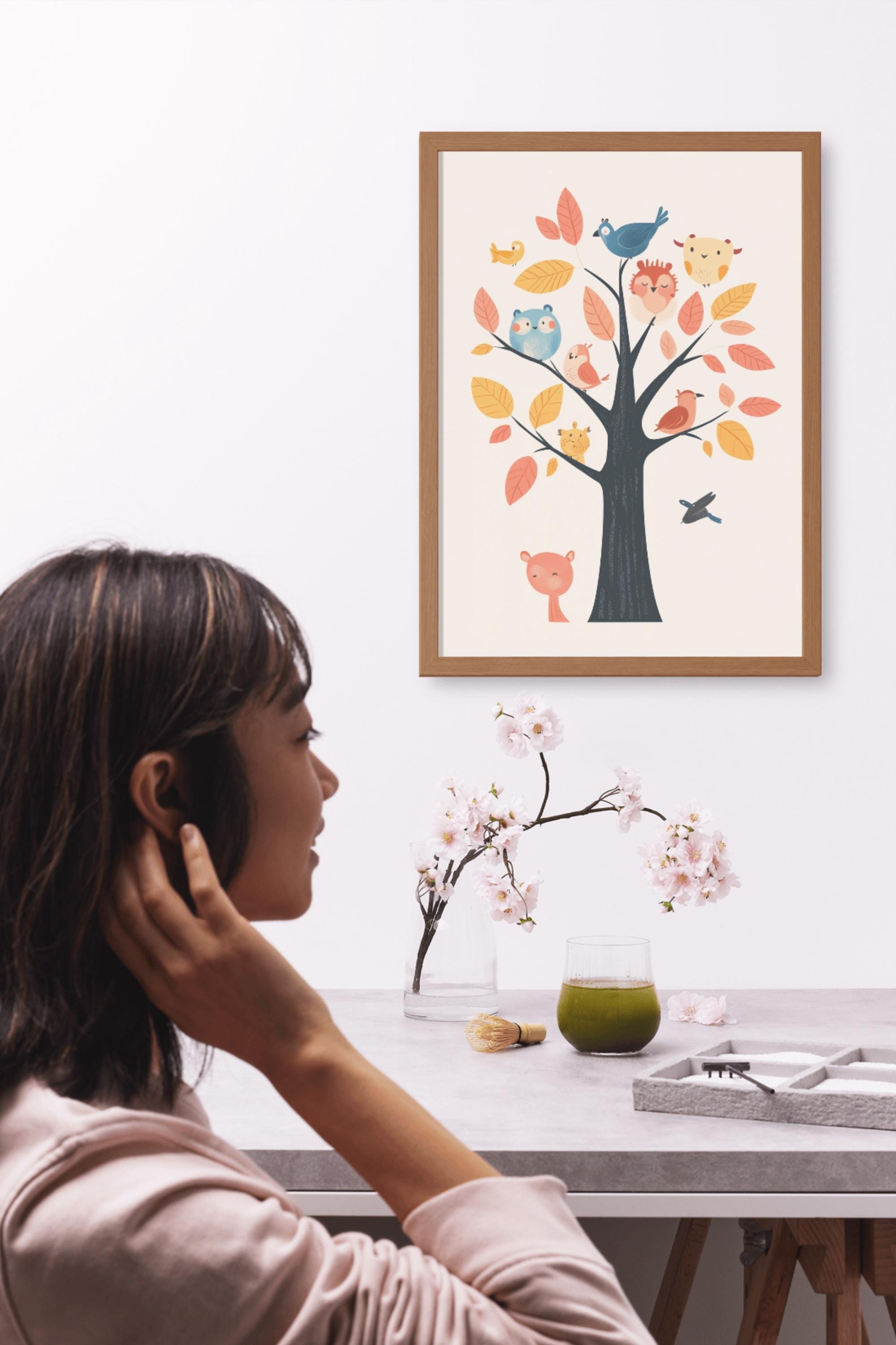 Woodland Animal Tree Poster Set | 5 Cute Nursery Prints | Forest Kids ...