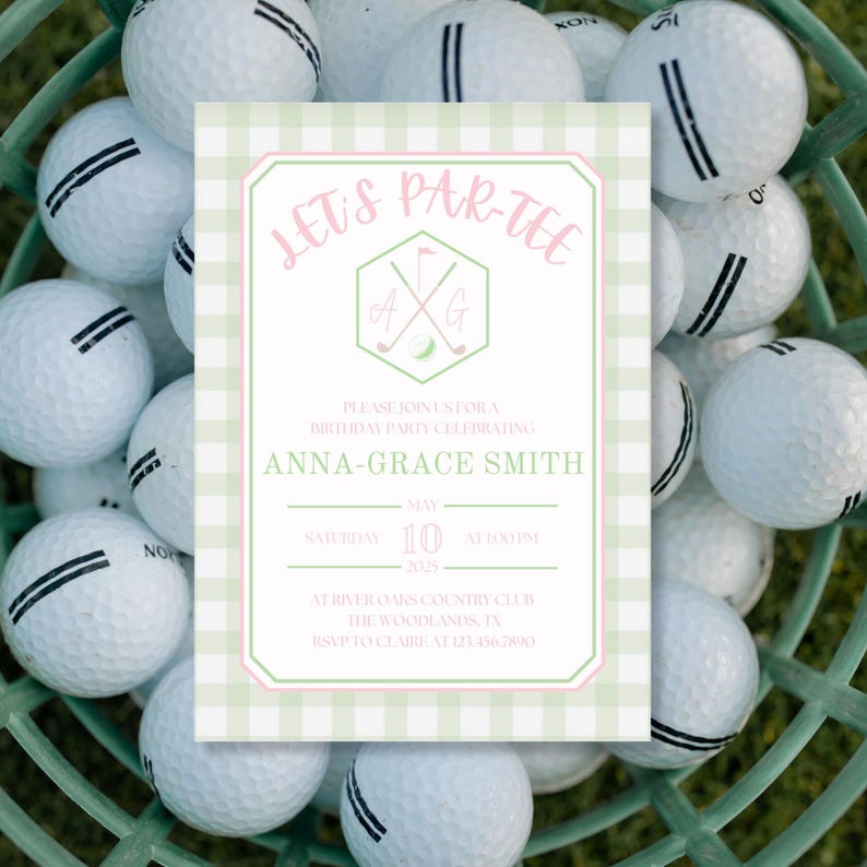 Golf Birthday Invite Template Par-tee Invitation Preppy Golf Party Hole ...