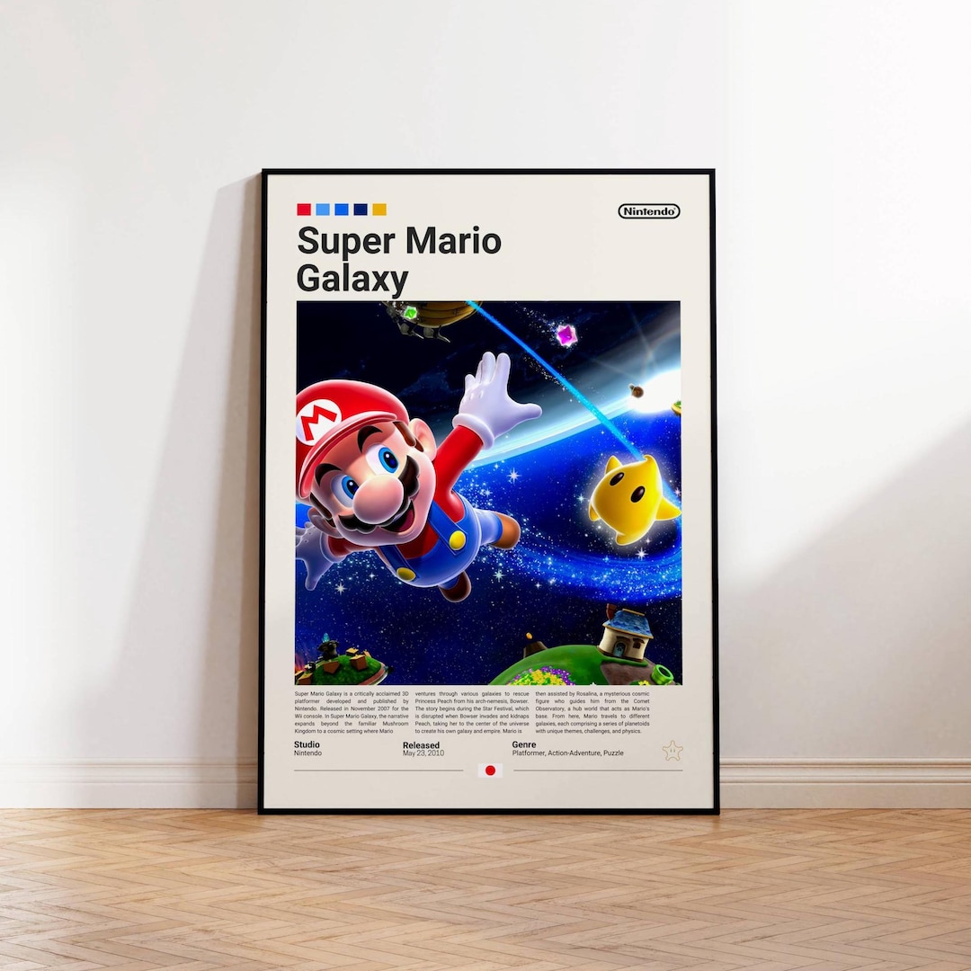 Super Mario Galaxy Poster, Video Game Poster, Gift for Super Mario Fan ...