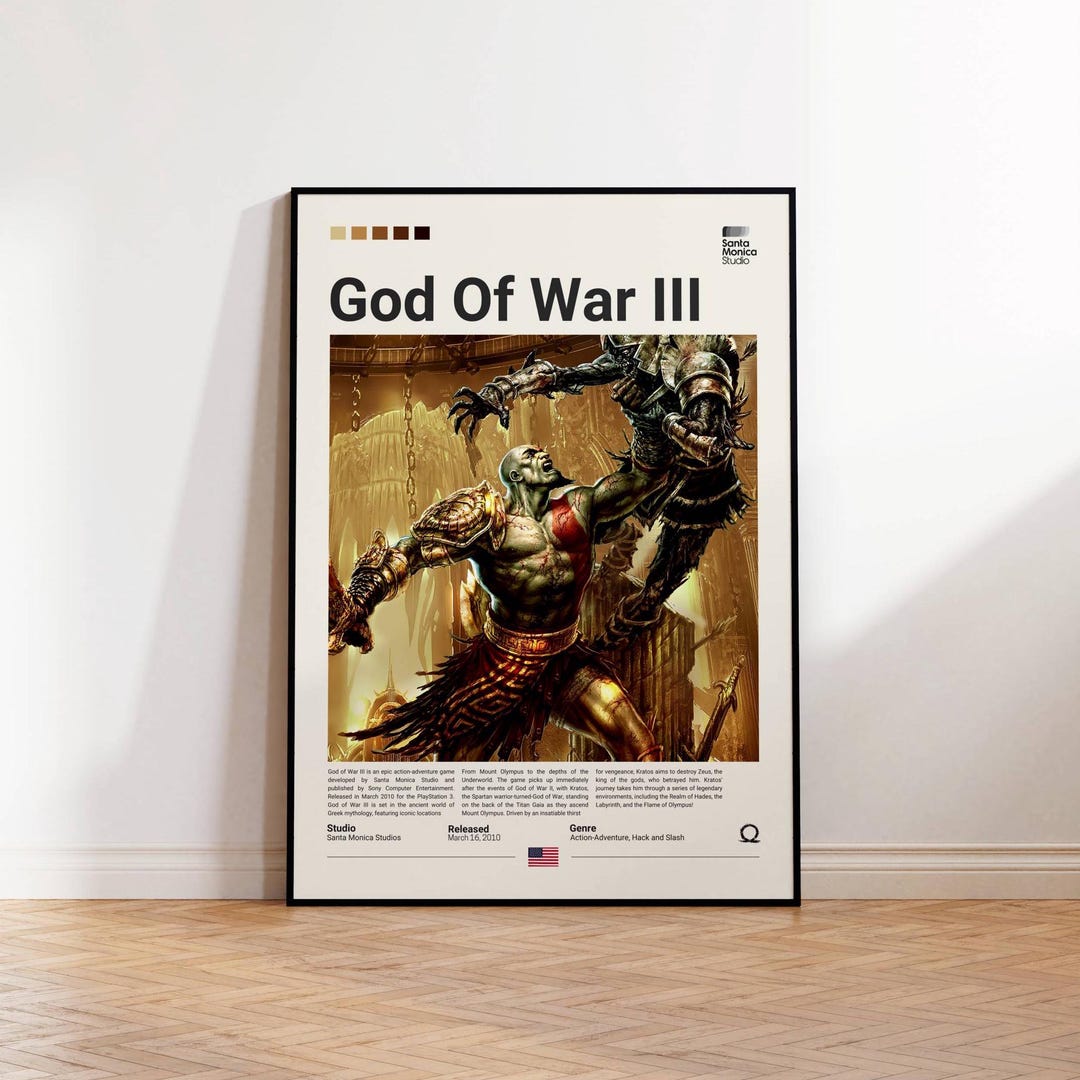 God of War 3 Poster, Video Game Poster, Gift for God of War Fan, Gamer ...