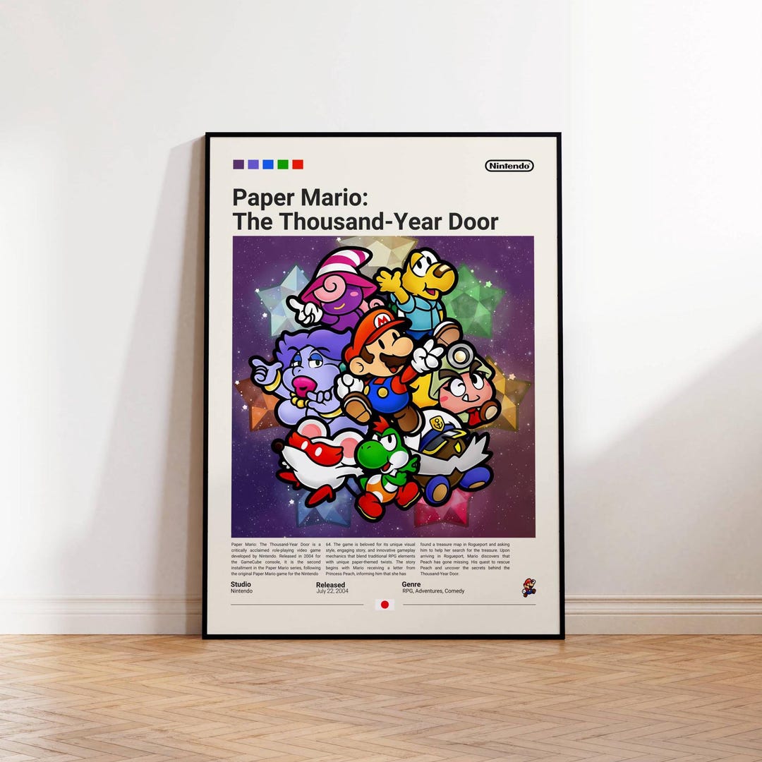 Paper Mario Poster, Video Game Poster, Gift for Paper Mario Fan, Gamer ...