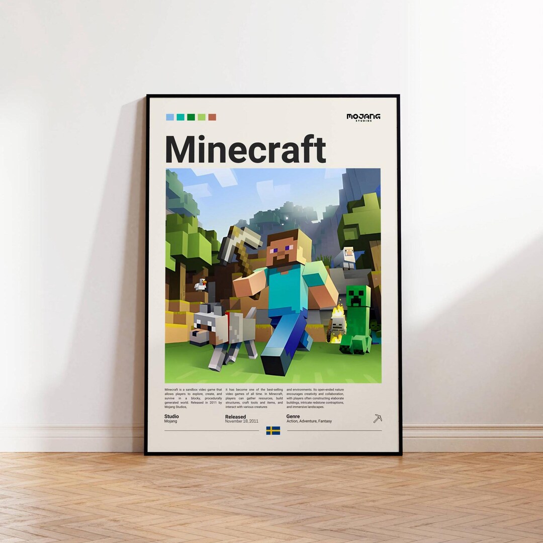 Minecraft Poster, Video Game Poster, Gift for Minecraft Fan, Gamer Gift ...