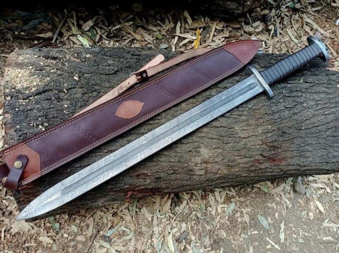 Authentic Totally Handcrafted Damascus Steel Battle Sword: Razor-sharp ...