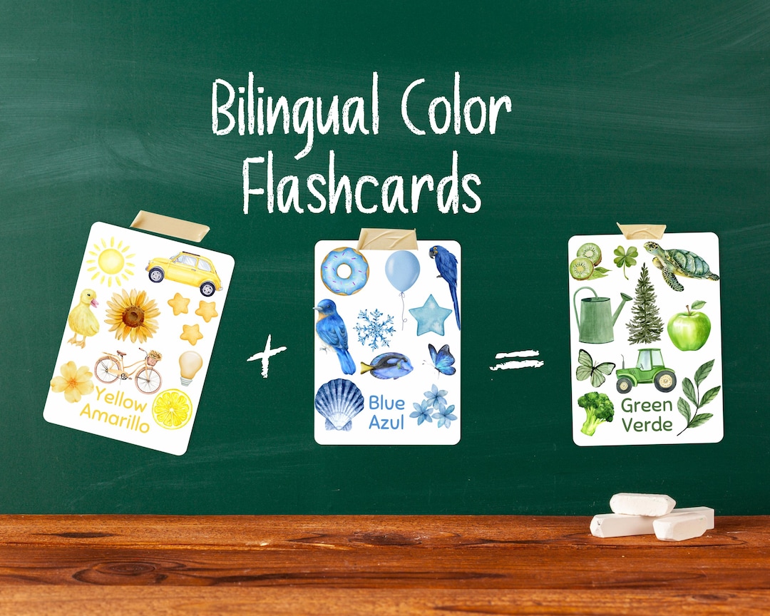Bilingual Educational Colorful Learning Toys Color Flash Cards Spanish ...