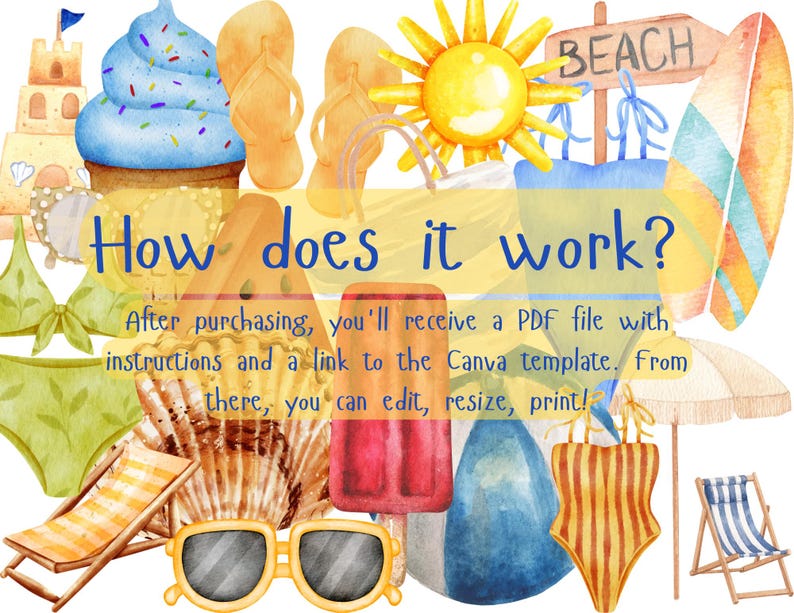 60 Watercolor Coastal Summer Clipart PNG | Beach Aesthetic With ...