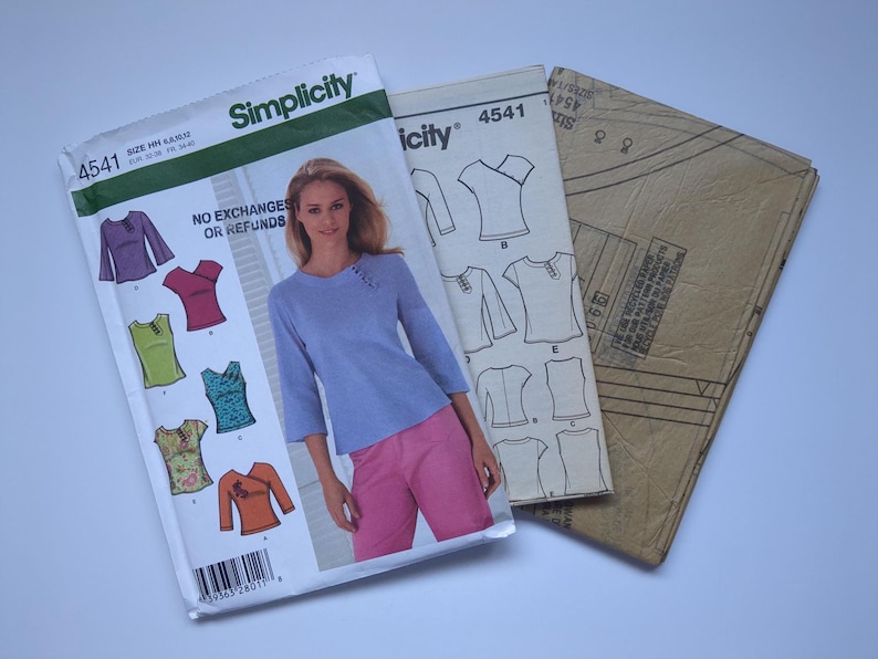 Simplicity Sewing Pattern 4541 UNCUT Misses' Woven and Knit Tops Size ...