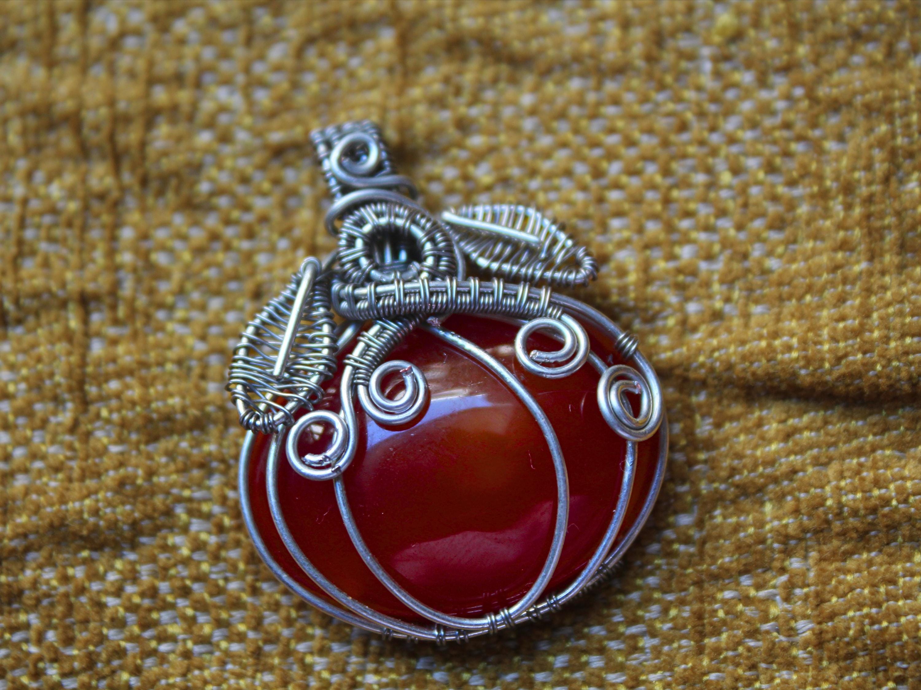 Pumpkin Wire Wrapped Pendant, Halloween Jewelry Tutorial, Handmade ...