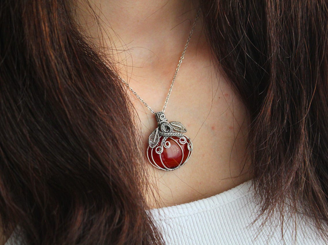 Pumpkin Wire Wrapped Pendant, Halloween Jewelry Tutorial, Handmade ...
