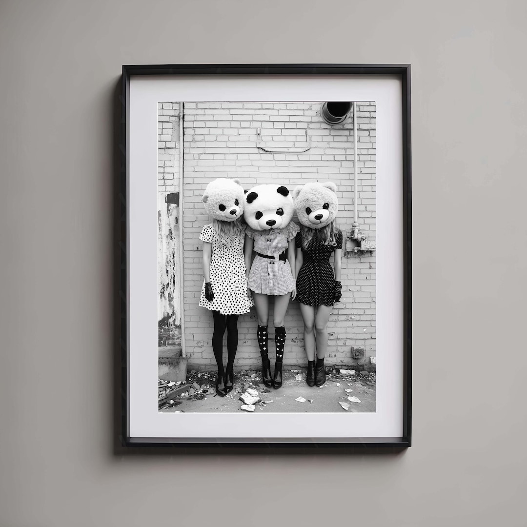 Quirky Posters Bear Head Art Indie Room Decor Unique Wall Art Cute ...
