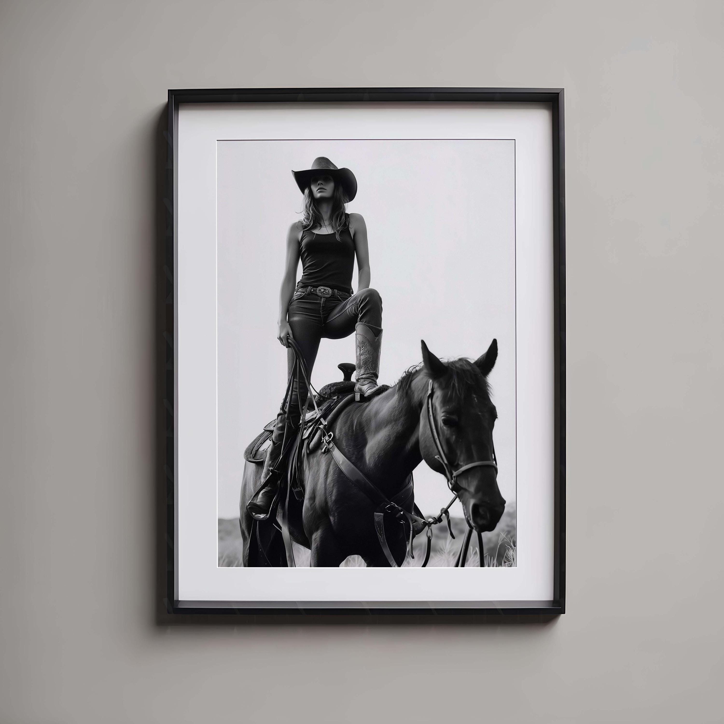 Cowgirl Wall Art Black and White Western Wall Art Badass Woman Print ...