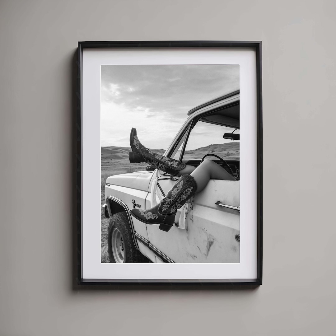 Cowgirl Wall Art Western Glam Print Boots and Truck Country Style Art ...
