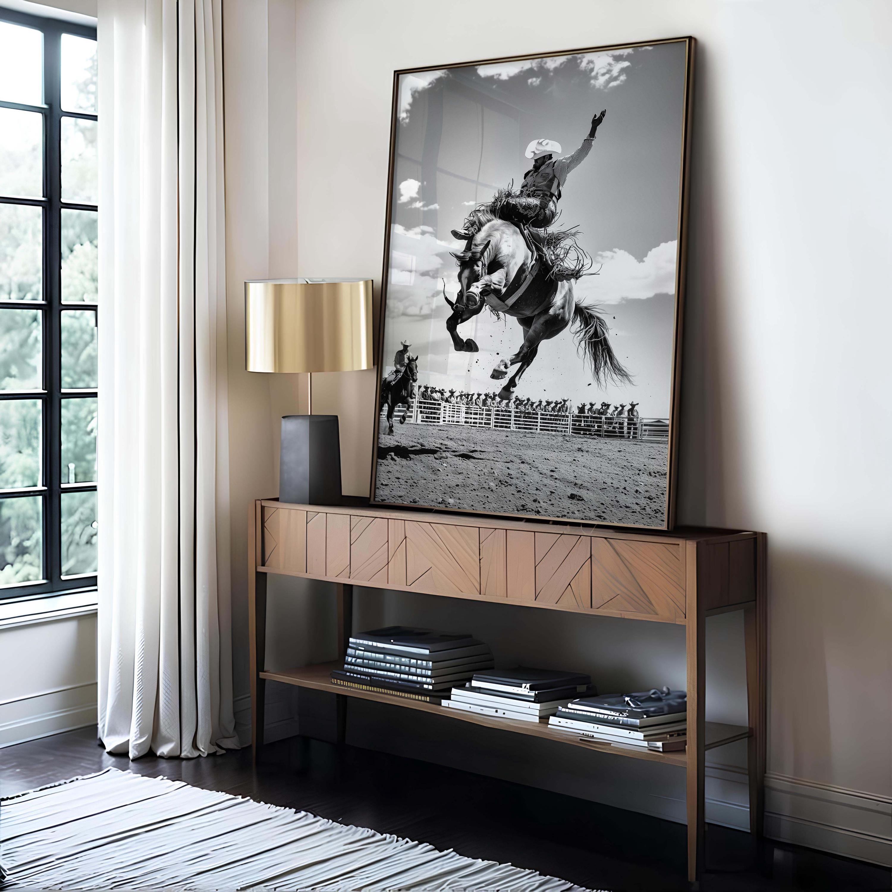 Western Cowboy Art Rodeo Wall Print Rustic Wall Decor Horse Rider ...