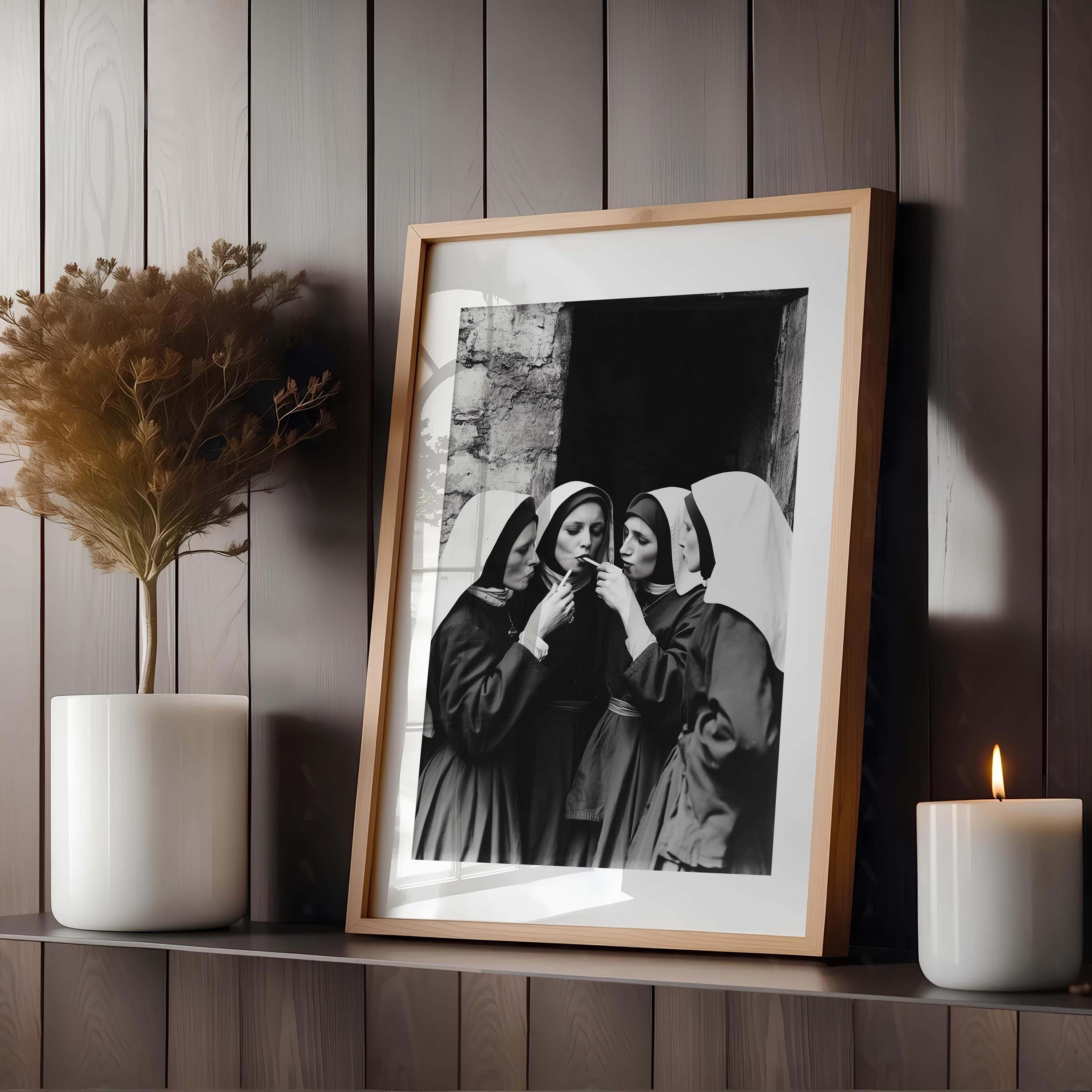 Nuns Smoking Print Rebel Aesthetic Pic Unconventional Art Classic ...
