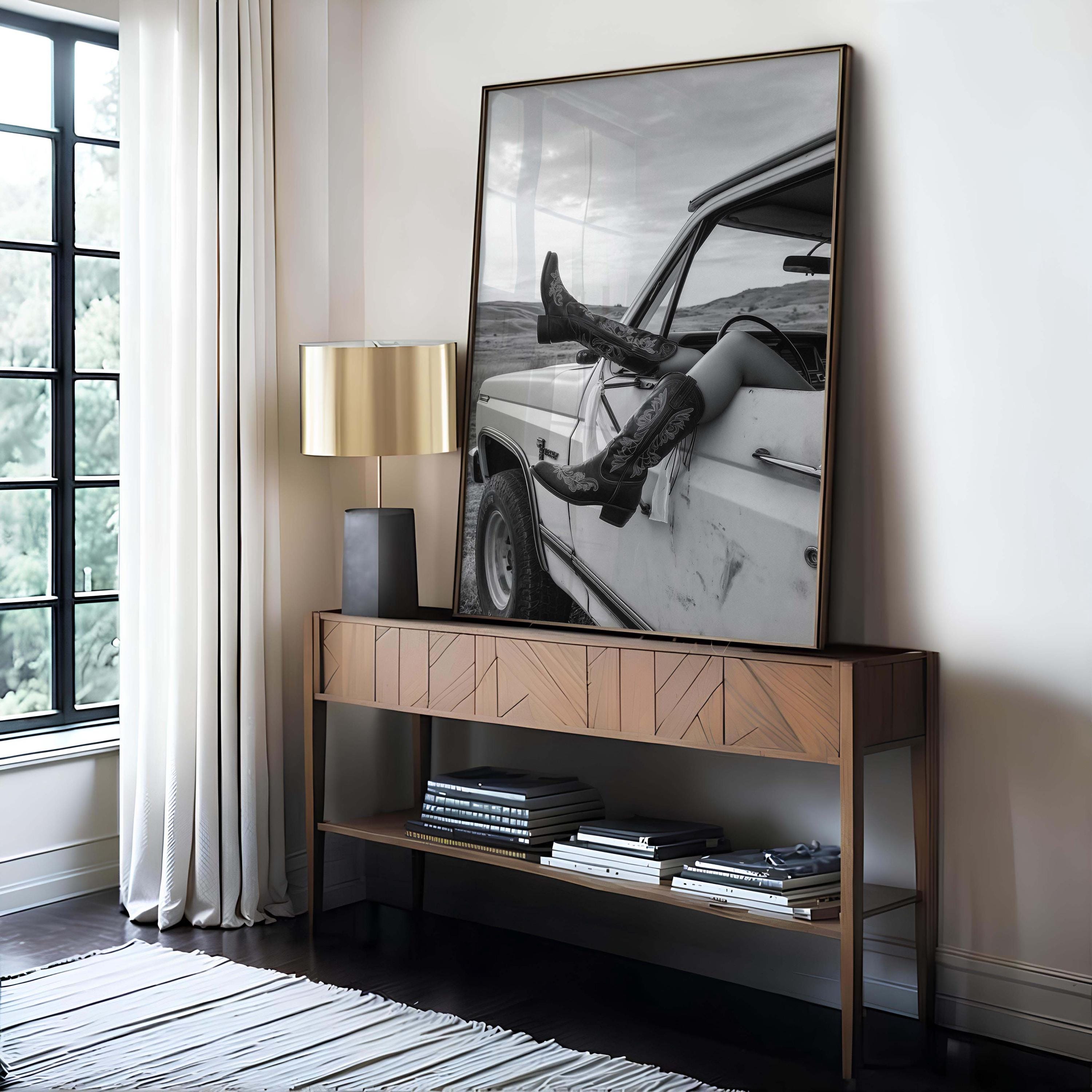 Cowgirl Wall Art Western Glam Print Boots and Truck Country Style Art ...