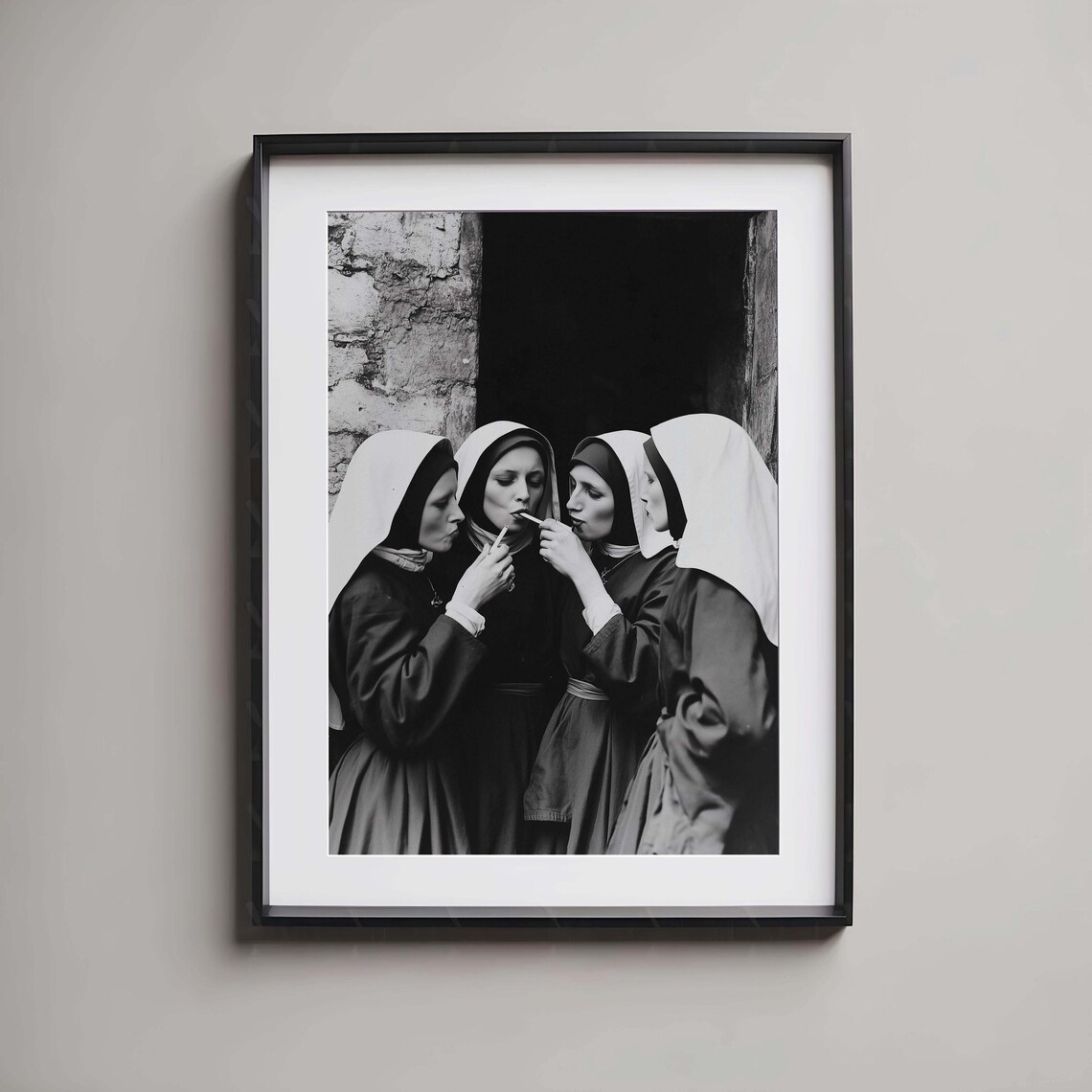 Nuns Smoking Print Rebel Aesthetic Pic Unconventional Art Classic ...