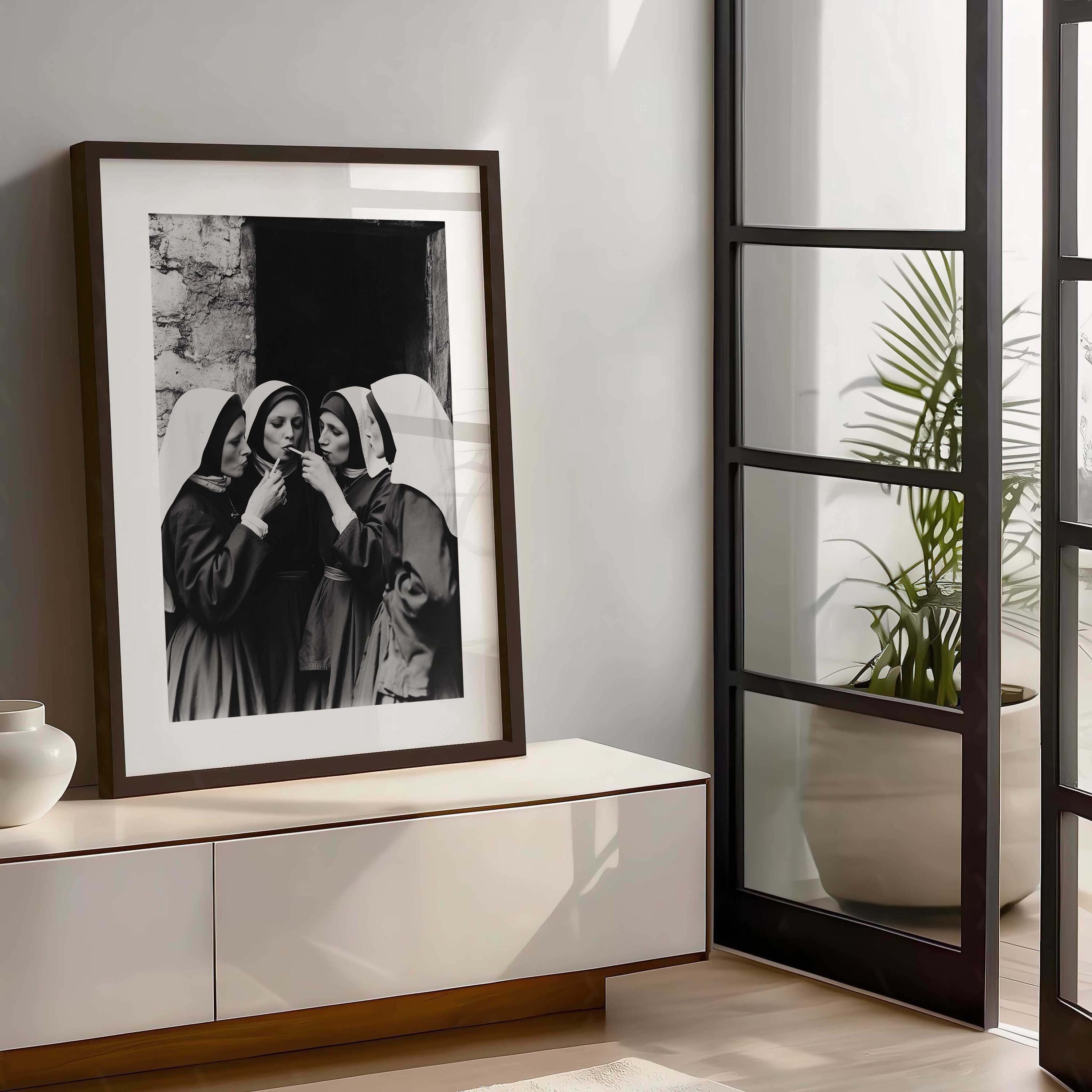 Nuns Smoking Print Rebel Aesthetic Pic Unconventional Art Classic ...