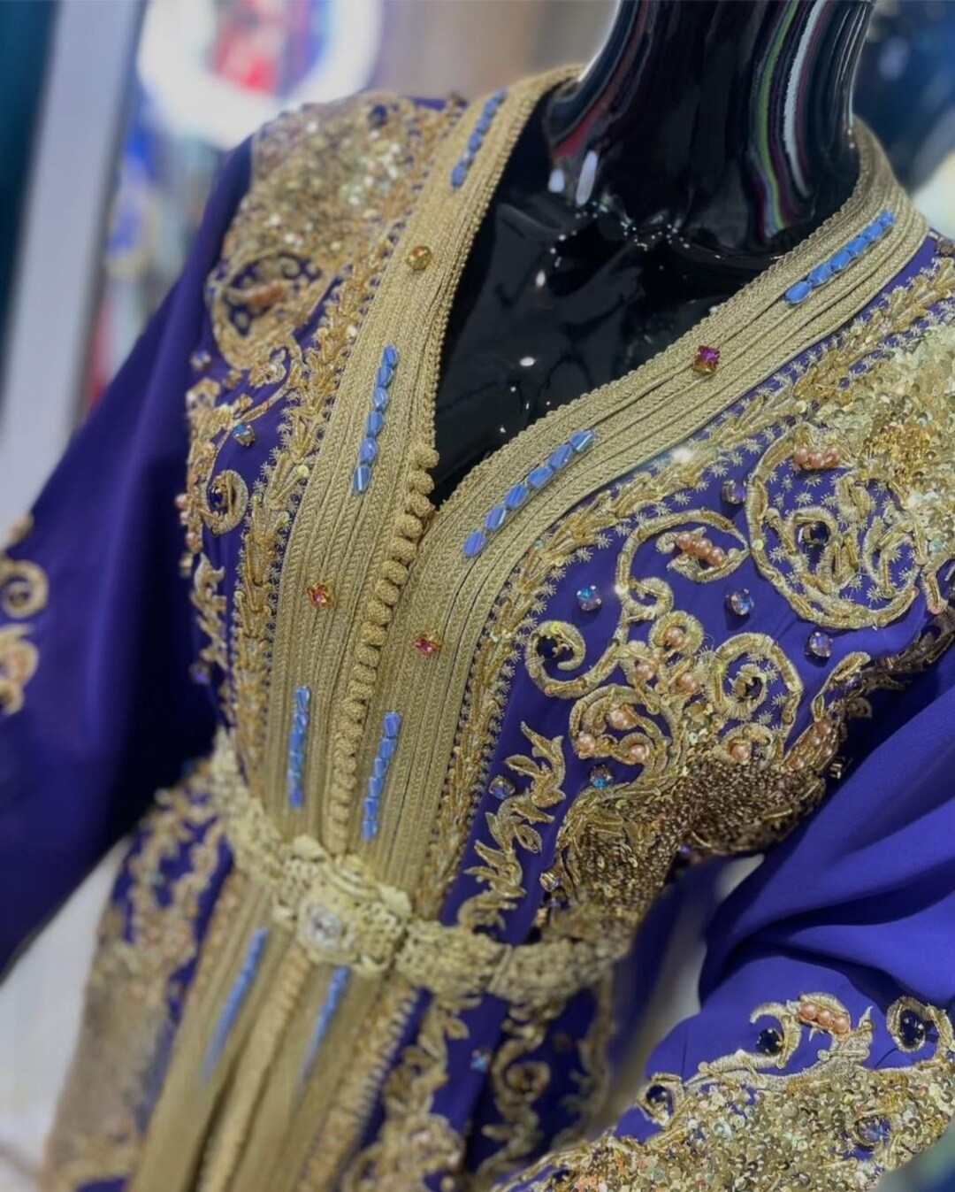 Royal Blue Moroccan Bridal Caftan: Hand-embroidered Wedding Dress - Etsy