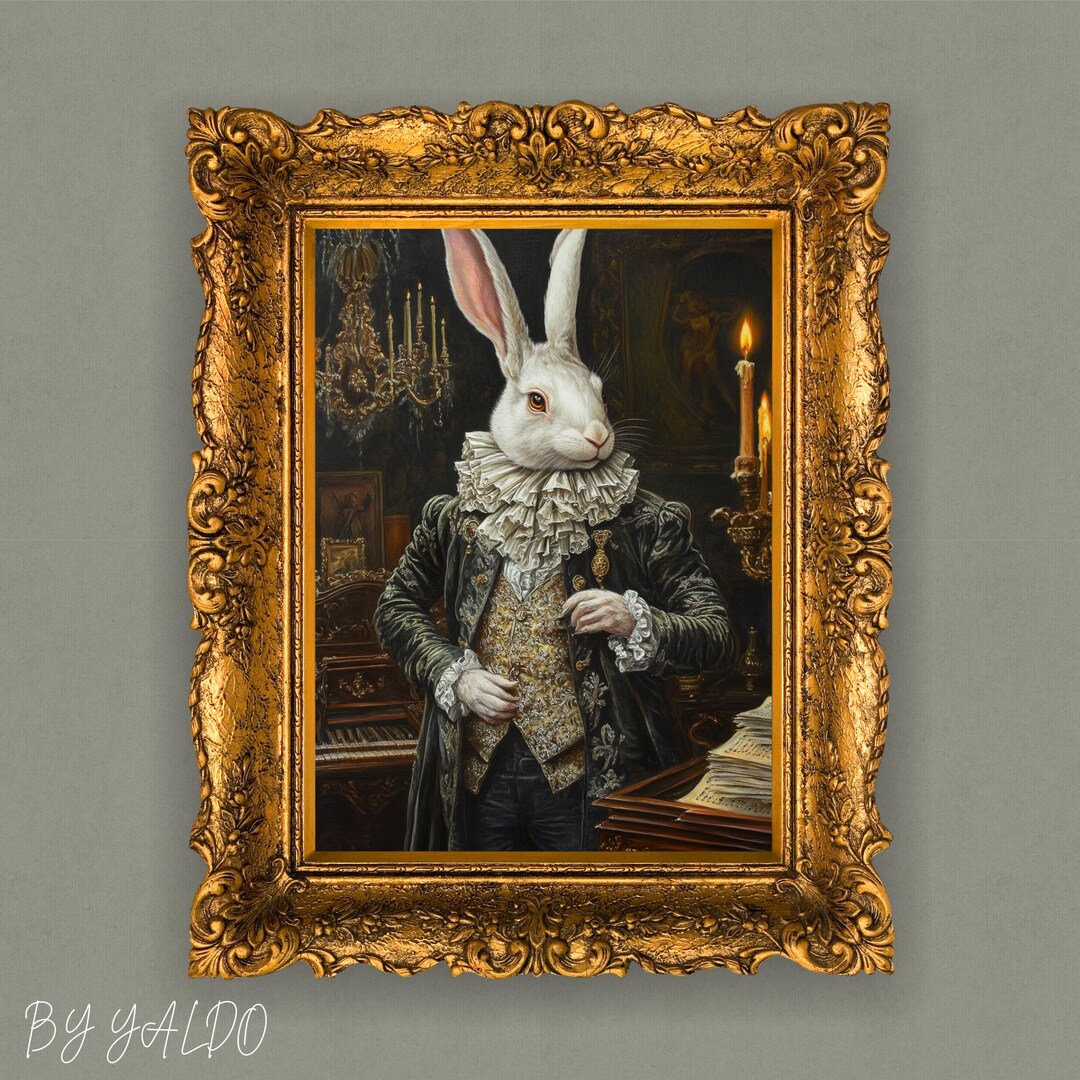 Rabbit Composer Wall Art - Elegant Baroque Pet Portrait - Printable ...