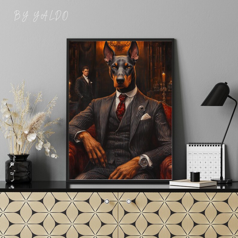 Gangster Doberman Wall Art Download - Mafia Style Dog Printable Poster ...