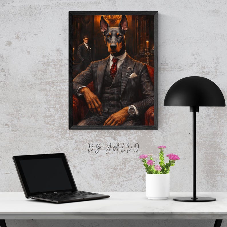 Gangster Doberman Wall Art Download - Mafia Style Dog Printable Poster ...