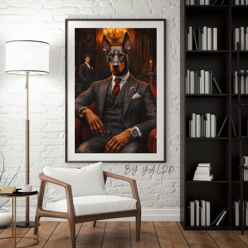 Gangster Doberman Wall Art Download - Mafia Style Dog Printable Poster ...
