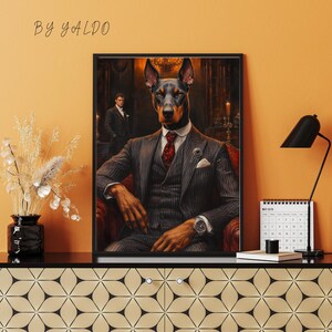 Gangster Doberman Wall Art Download - Mafia Style Dog Printable Poster ...