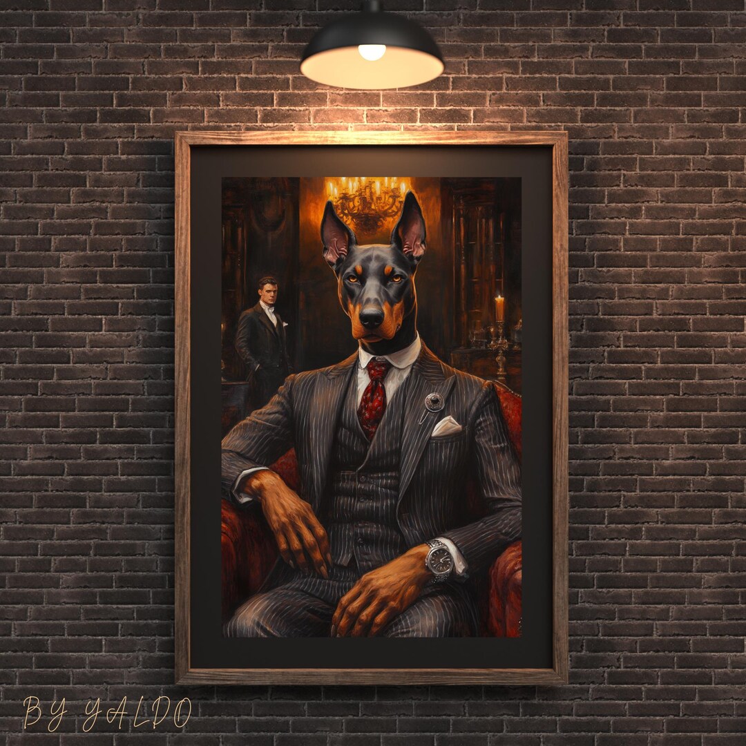 Gangster Doberman Wall Art Download - Mafia Style Dog Printable Poster ...